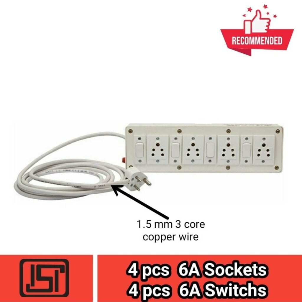 INDRICO Power Strip Extension Multi Outlet Board Fitted with 3 Anchor ...