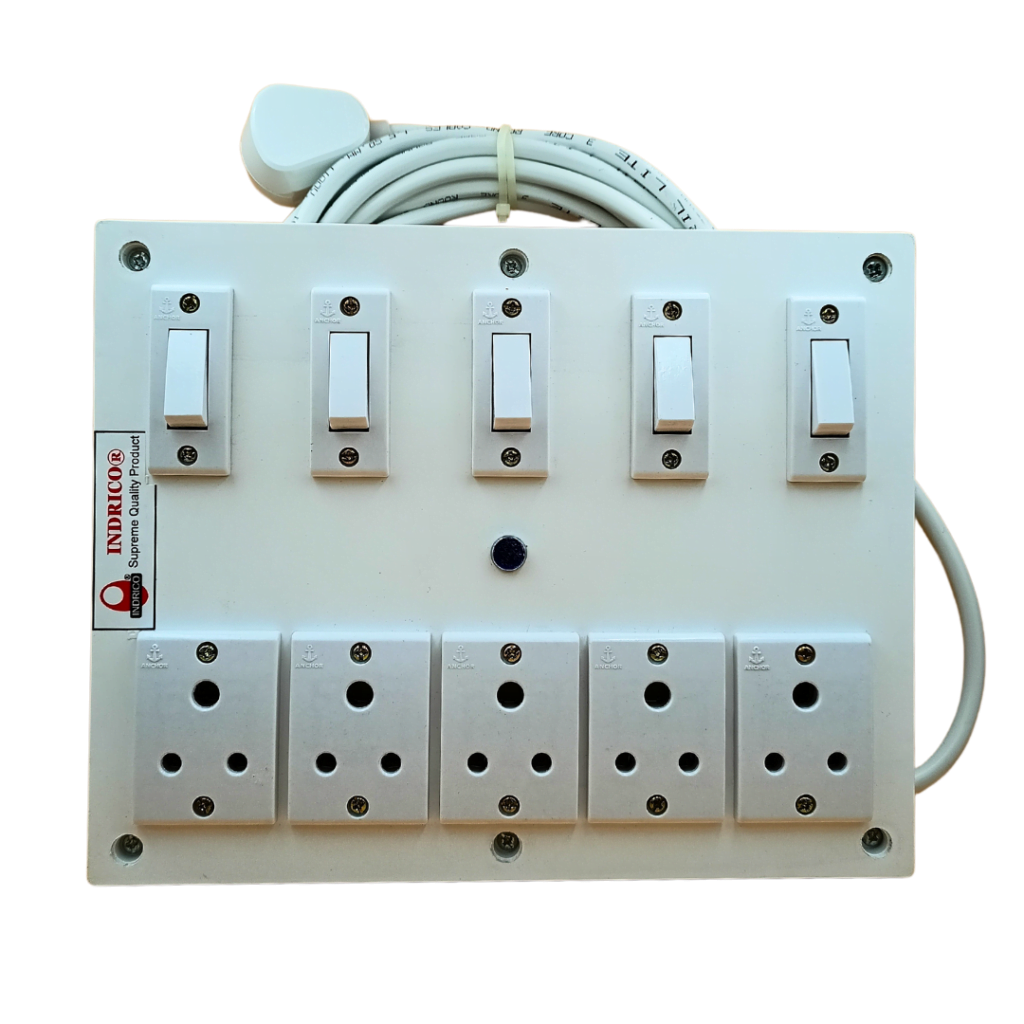 INDRICO® Electric Switch Board for Home 5 Sockets with 5 switches Heavy ...