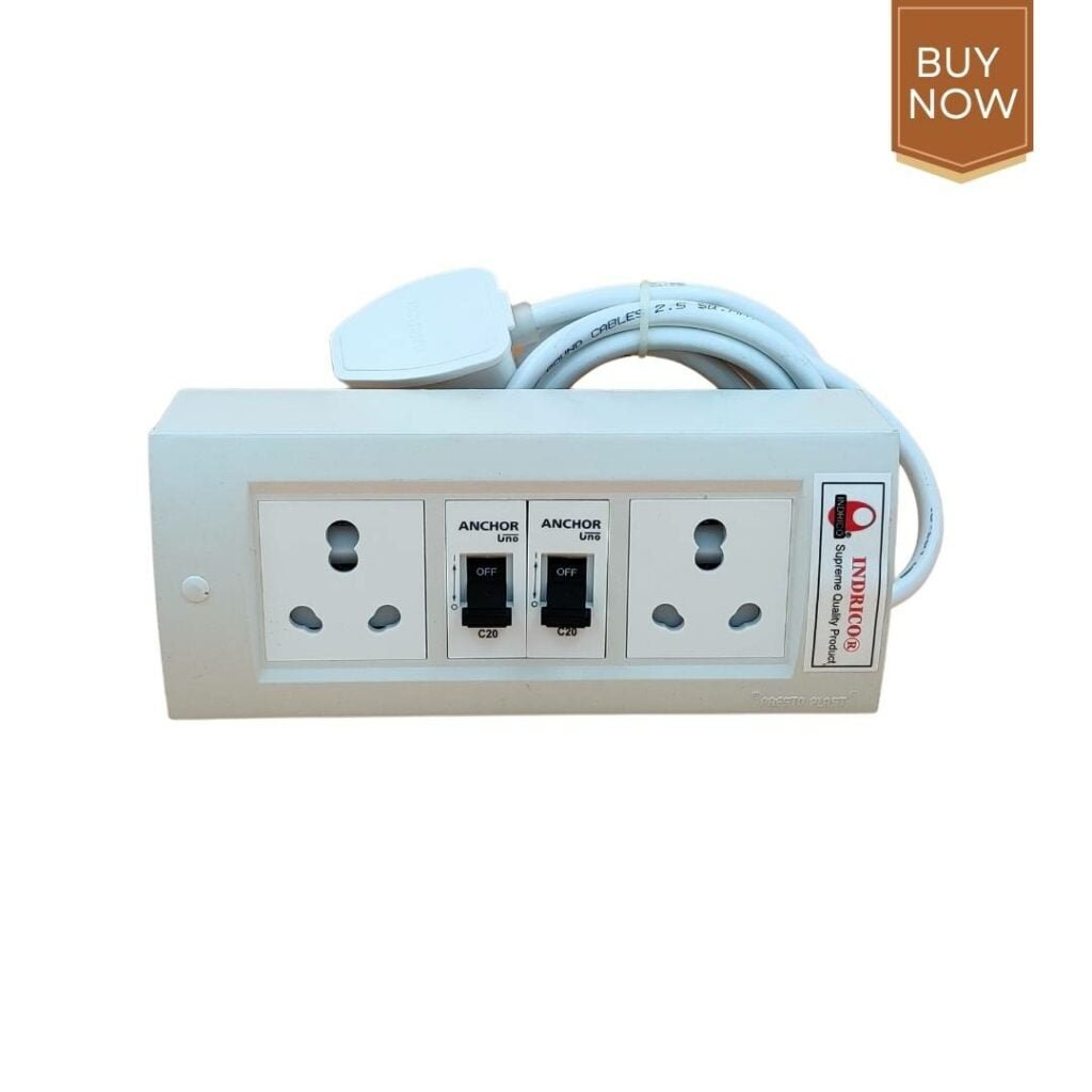 INDRICO Electric Extension Board with 15A/16A/20A Sockets and 25A MCB ...